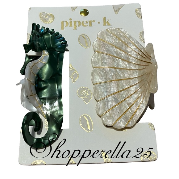 Piper K | Accessories | Piper K Seahorse And Seashell Hair Claw Clips ...